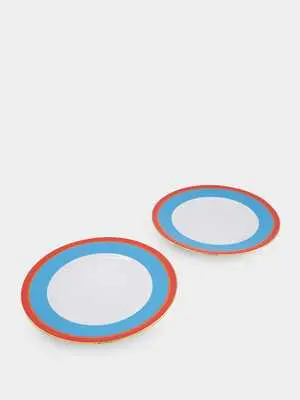 La DoubleJ Set Of 2 Rainbow Dinner Plates - Blue