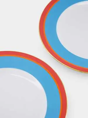 La DoubleJ Set Of 2 Rainbow Dinner Plates - Blue