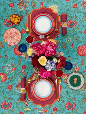 La DoubleJ Set Of 2 Rainbow Dinner Plates - Blue