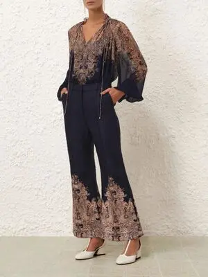 Zimmermann Paisley Flare Pants - Blue