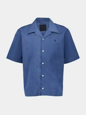 Givenchy Sky Ozone Washed Denim Chambray Shirt - Blue