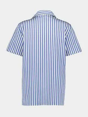 Balmain Short-sleeved Striped Cotton Pyjama Shirt - Blue