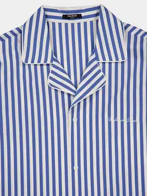 Balmain Short-sleeved Striped Cotton Pyjama Shirt - Blue