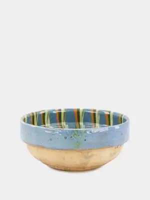 Madam Stoltz Hand-painted Earthenware Bowl - Blue