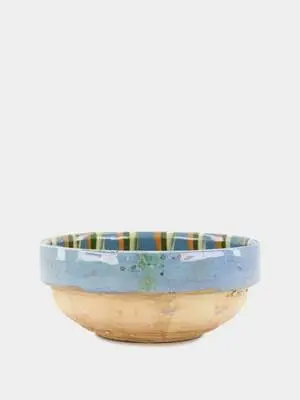 Madam Stoltz Hand-painted Earthenware Bowl - Blue