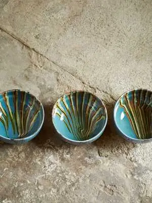Madam Stoltz Hand-painted Earthenware Bowl - Blue
