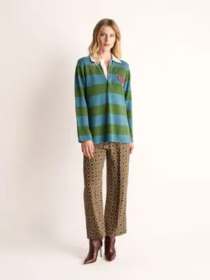 PAULA Stripped Cashmere Polo Shirt