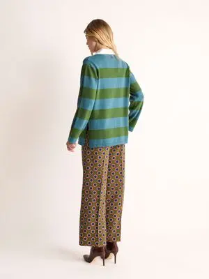 PAULA Stripped Cashmere Polo Shirt