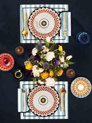 La DoubleJ Set Of 2 Riviera Sky Placemats - Blue