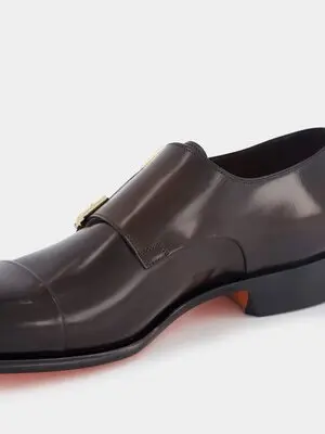 Santoni Leather Double-buckle Shoes - Brown