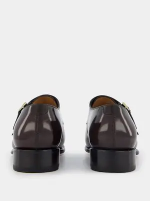 Santoni Leather Double-buckle Shoes - Brown