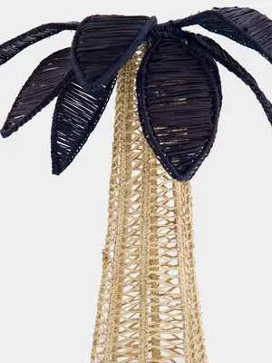 Coro Cora Navy Palm Tree Iraca Large Candle Holder - Blue