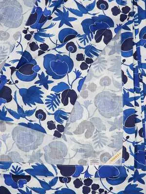 La DoubleJ Wildbird Linen Large Tablecloth - Blue