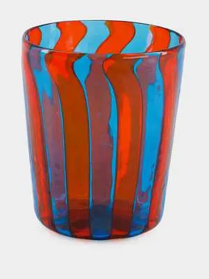 PAULA LIVING Striped Glass Vase - Blue