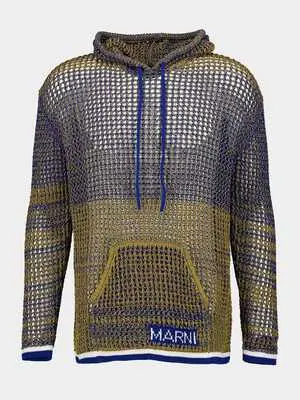 Marni Two-tone Striped Hooded Sweatshirt - Blue