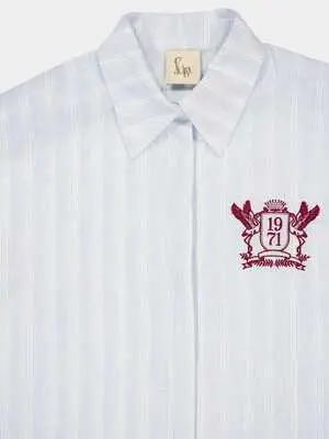 PAULA Isoetes Linen Striped Shirt With Embroidery
