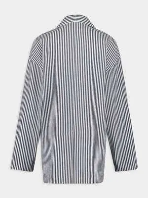 PAULA Nymphaea Hand-woven Striped Blazer With Embroidery - Blue