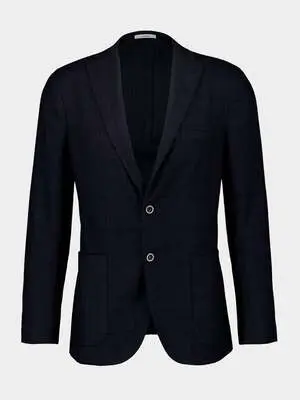 Boglioli Classic Fit Navy Cotton Blazer Blue