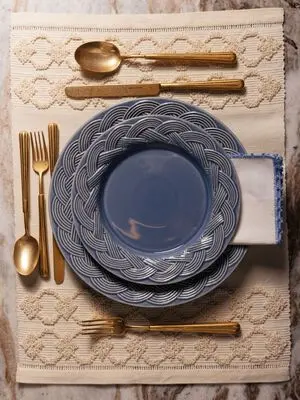 HOUSE OF CAPRICORN Vime Ceramic Dessert Plate - Blue