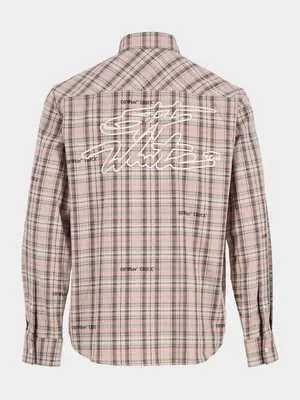 Off-White Mauve Morn Check Flannel Cotton Shirt - Purple