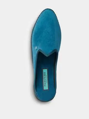PIEDATERRE Velvet Dandy Slippers - Blue