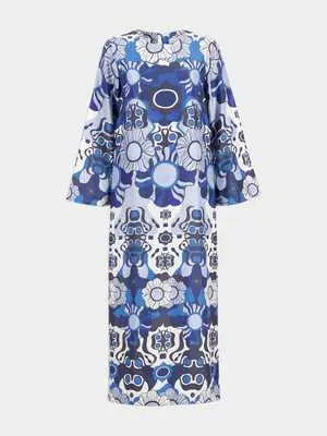 PAULA Shirley Flora Mix Printed Silk Twill A-line Dress