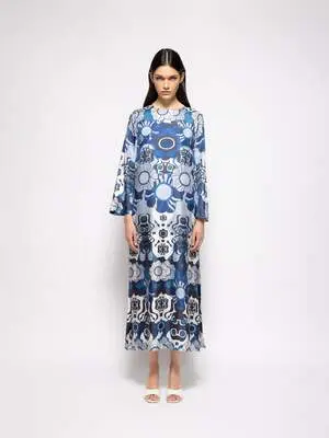 PAULA Shirley Flora Mix Printed Silk Twill A-line Dress