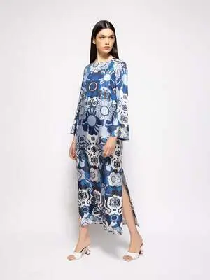 PAULA Shirley Flora Mix Printed Silk Twill A-line Dress