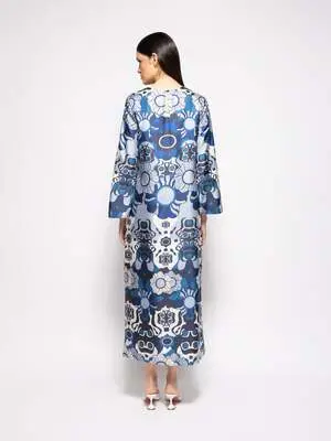 PAULA Shirley Flora Mix Printed Silk Twill A-line Dress