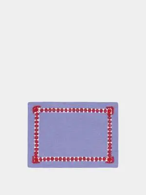 HOUSE OF CAPRICORN Hand-embroidered Linen Cocktail Napkin - Blue