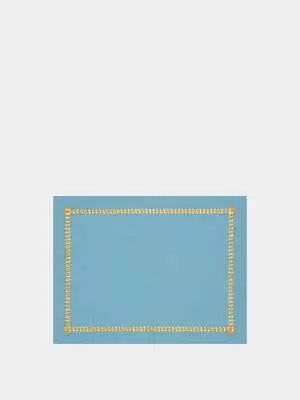 HOUSE OF CAPRICORN Hand-embroidered Maria Placemat - Blue