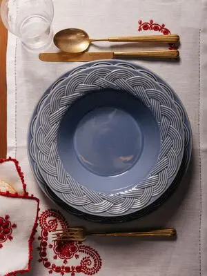 HOUSE OF CAPRICORN Vime Ceramic Soup Plate - Blue