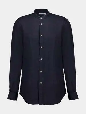 Boglioli Navy Garment-dyed Linen Shirt - Blue