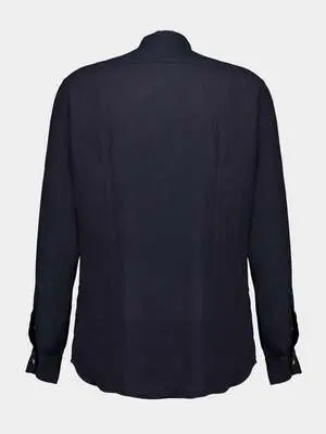 Boglioli Navy Garment-dyed Linen Shirt - Blue