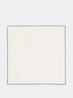 HOUSE OF CAPRICORN Hand-embroidered Linen Napkin With Crochet - Blue
