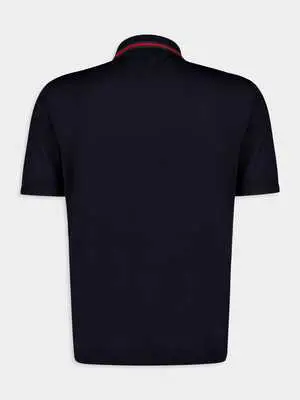 Gucci Dark Wool Knit Polo Shirt - Blue