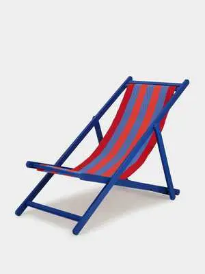 LES TOILES DU SOLEIL Laura Striped Deckchair - Blue