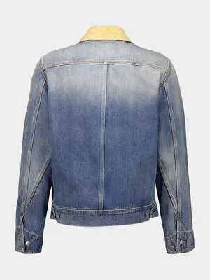 Alexander McQueen Suede Collar Denim Trucker Jacket