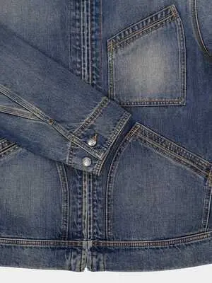 Alexander McQueen Suede Collar Denim Trucker Jacket