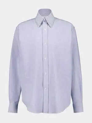 Alexander McQueen Long-sleeve Double Collar Cotton Shirt - Blue