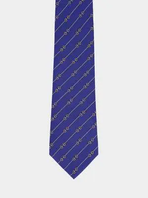 Gucci Horsebit Silk Jacquard Neck Tie - Blue