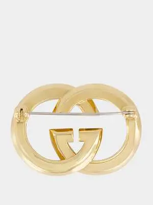 Gucci Interlocking G Crystal Brooch - Gold
