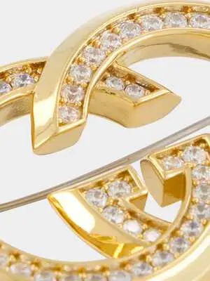 Gucci Interlocking G Crystal Brooch - Gold