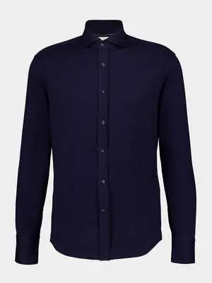 Brunello Cucinelli Navy Cotton Tailored Shirt - Blue