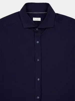 Brunello Cucinelli Navy Cotton Tailored Shirt - Blue