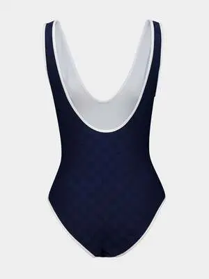 Gucci Gg Jacquard Jersey Swimsuit - Blue