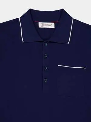 Brunello Cucinelli Deep Short-sleeve Polo Sweater