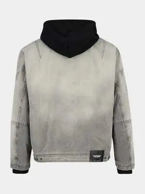 Off-White Sun-faded Aviator Denim Jacket - Grey