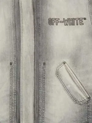 Off-White Sun-faded Aviator Denim Jacket - Grey