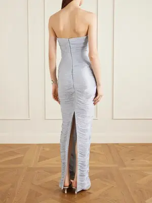 MARMAR HALIM Strapless Ruched Satin Gown